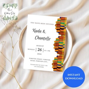 Kente Invitation Cards, Savd the Date, Custom Printable Wedding Cards ...