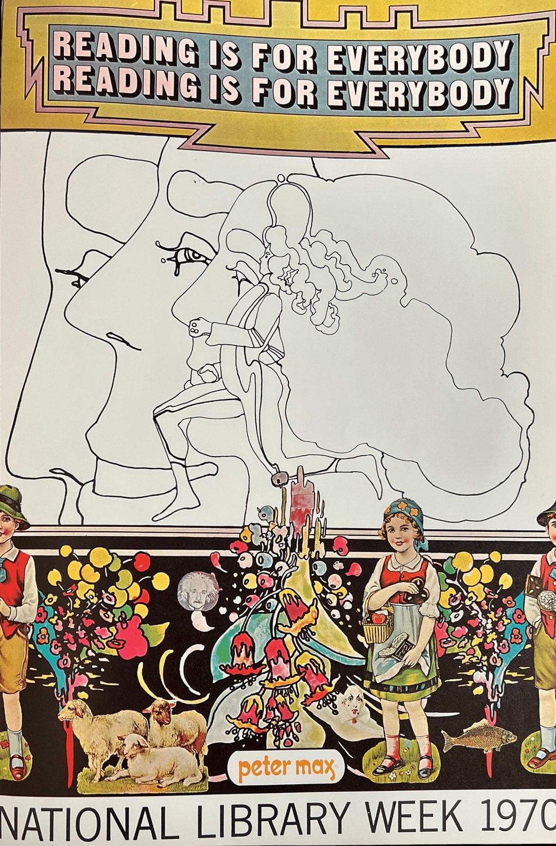 Reading is for Everybody by Peter Max Psychedelic Pop Art Poster From ...