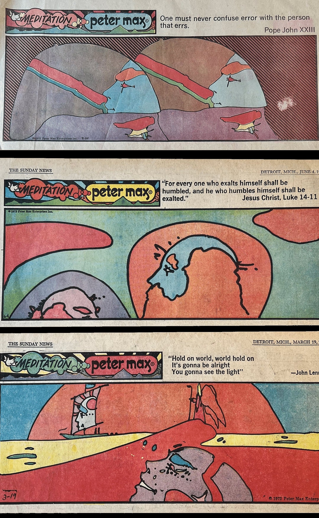 Peter Max Memorabilia: Original Newspaper Meditation Advertisement ...