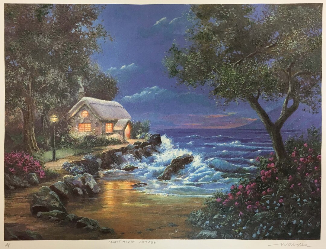 Lighthouse Cottage by Andrew Warden LTD Edition Serigraph - Etsy