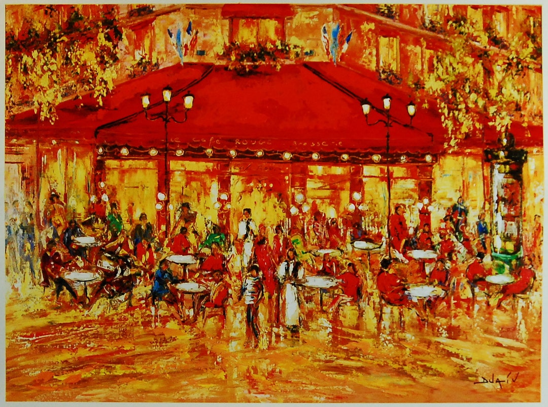 Le Cafe Rouge by Duaiv UNFRAMED Hand Embellished Giclee on Canvas - Etsy