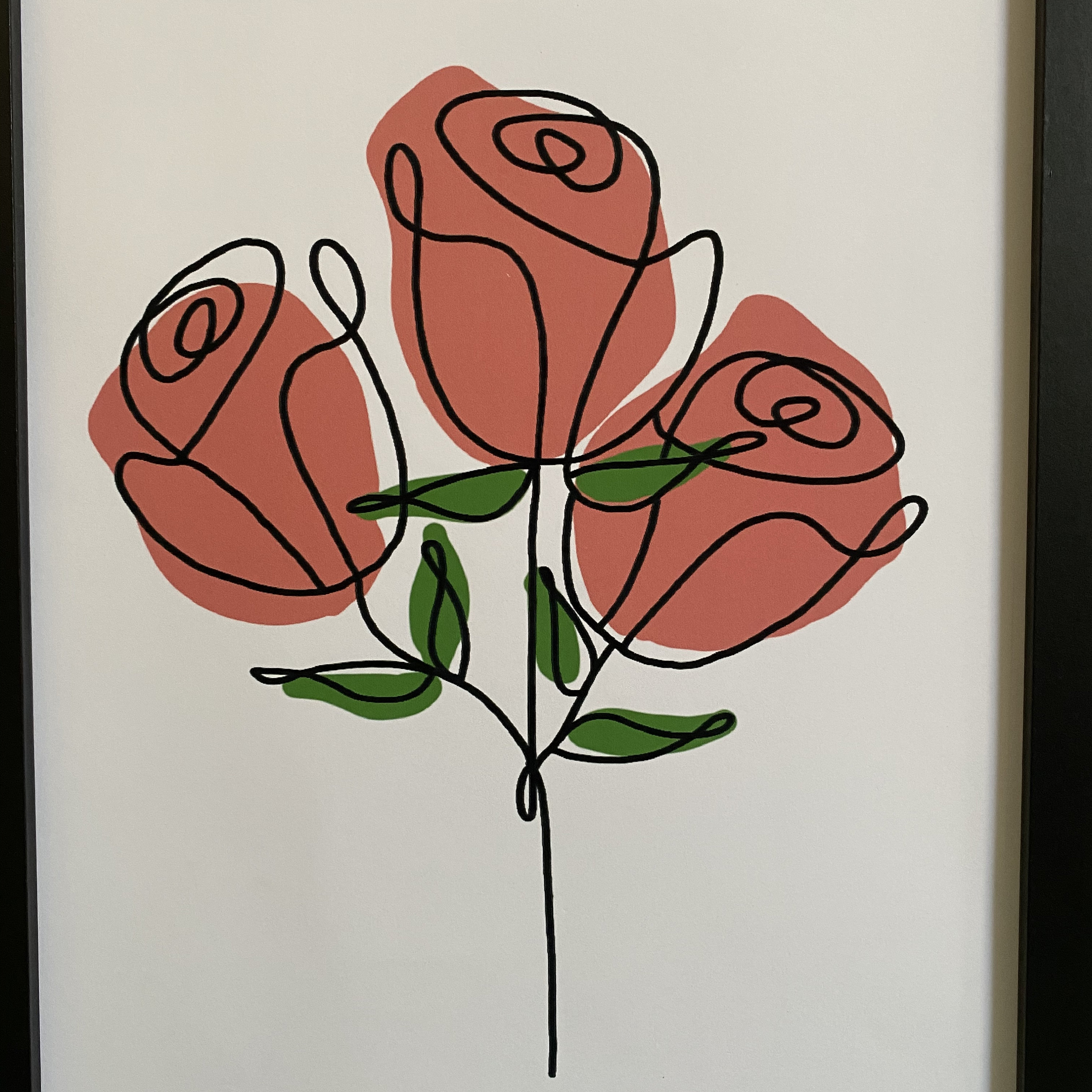 A4 Rose Line Drawing Print Wall Print Wall Art Floral Etsy