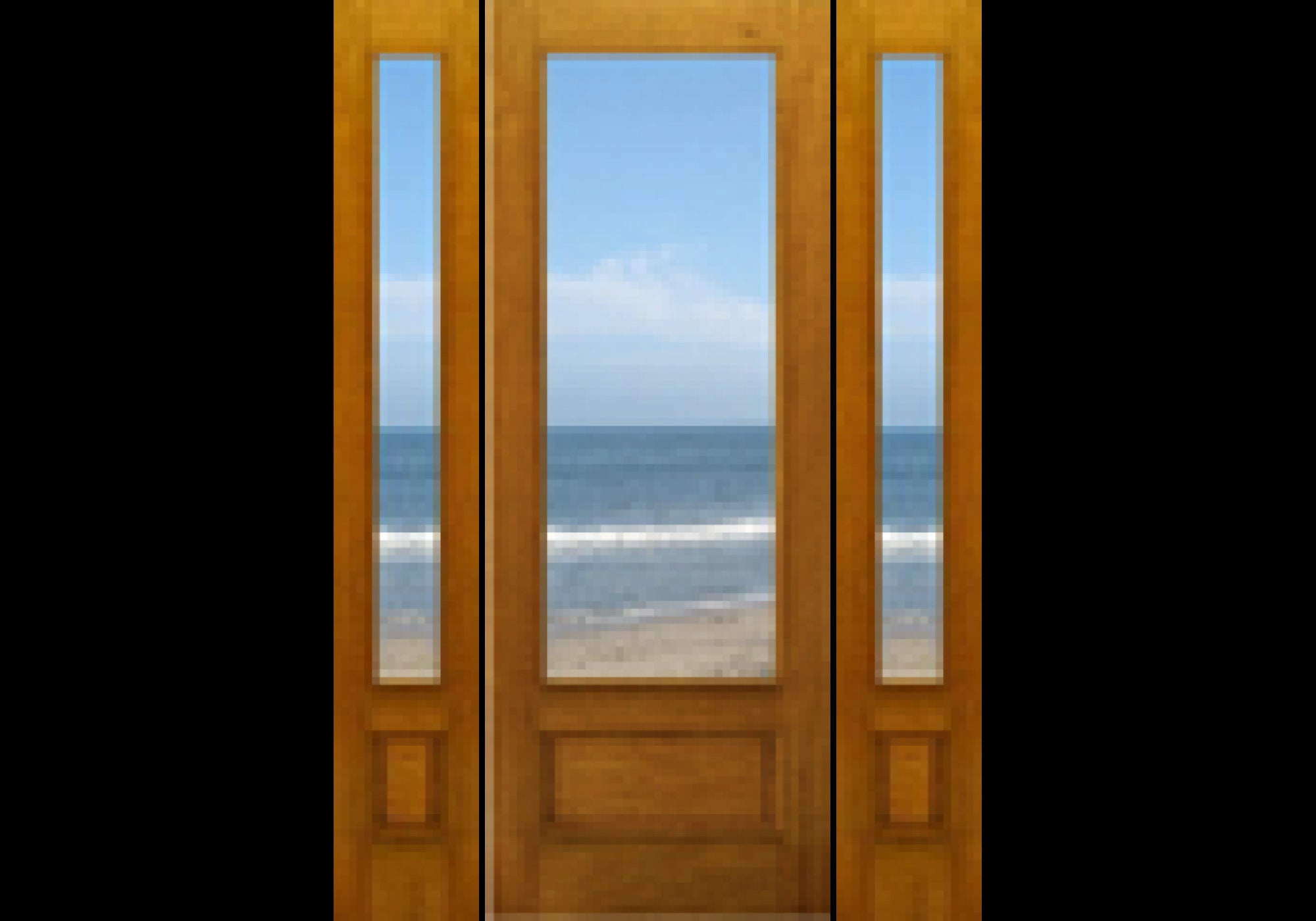 FD1LPB Mahogany 1-lite Panel Bottom Dual Clear Tempered Glass 8-0FT 1-3 ...