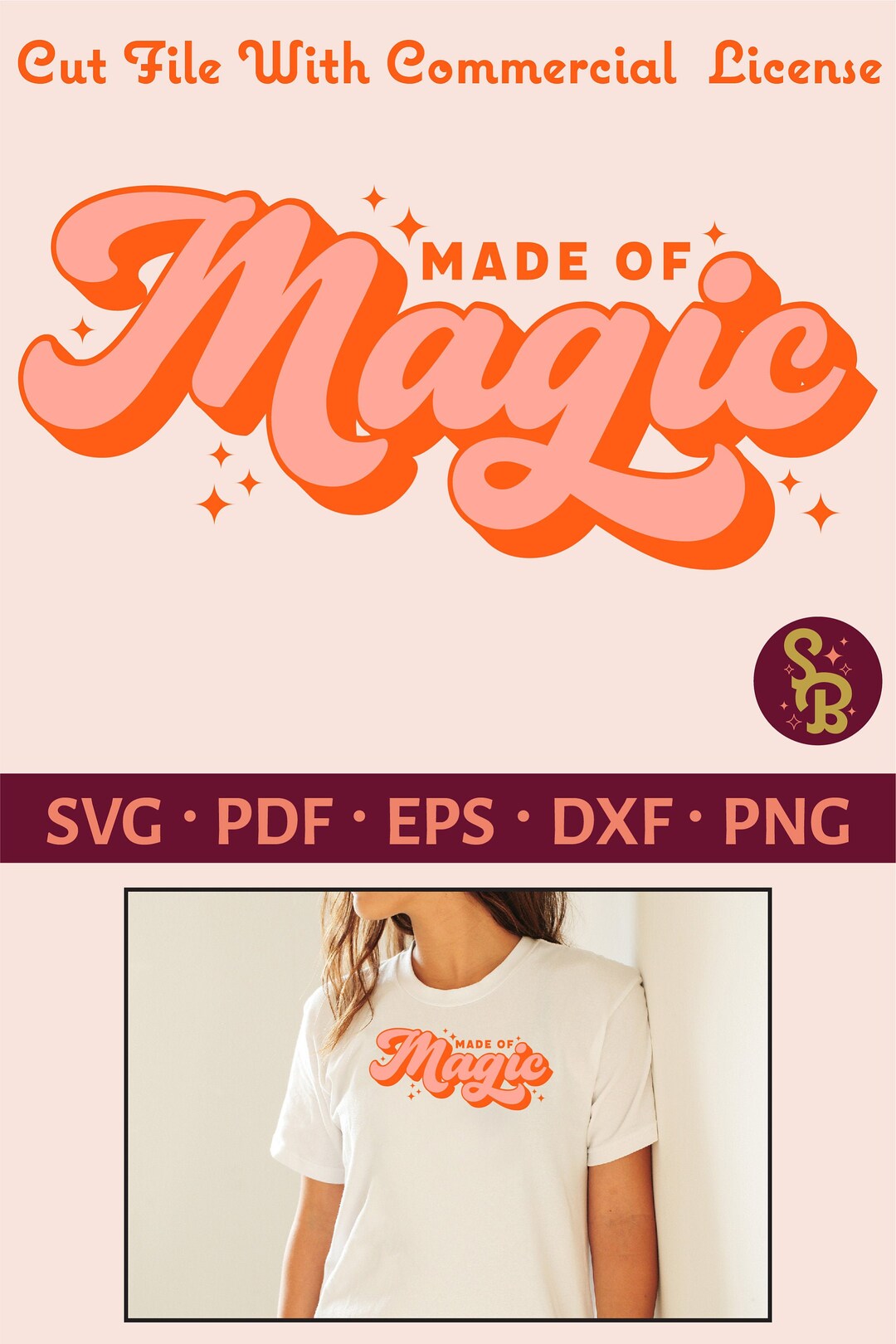 Retro Made of Magic SVG | 70s Digital Design | Retro Cut File - Etsy