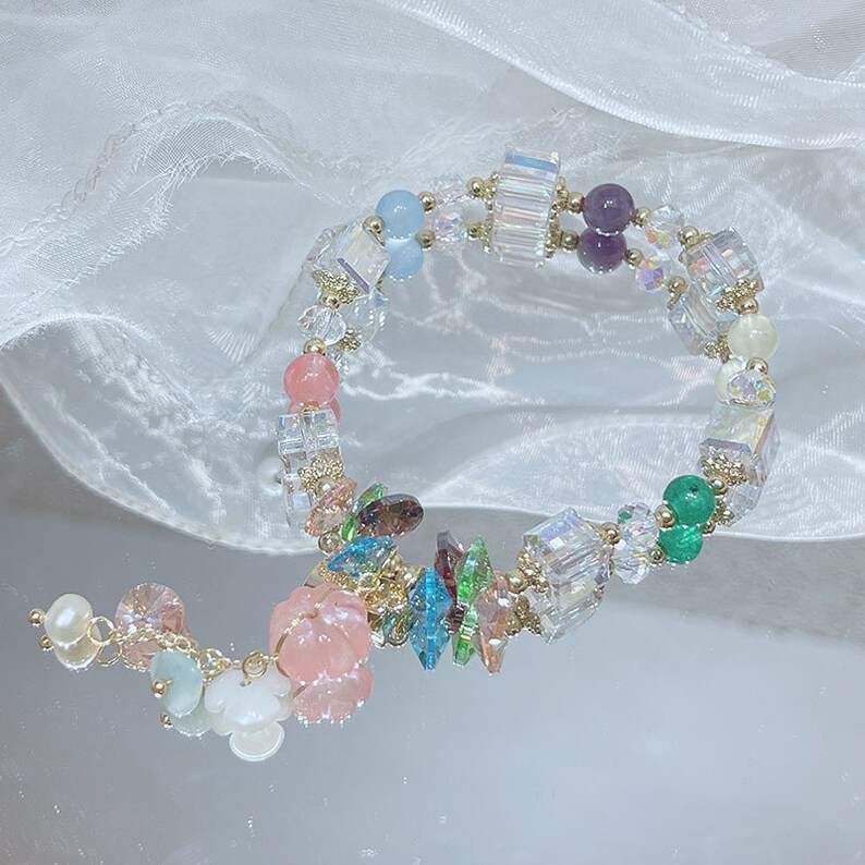 Natural Crystal Beads Bracelet With Jade Pumpkin Charm Good - Etsy