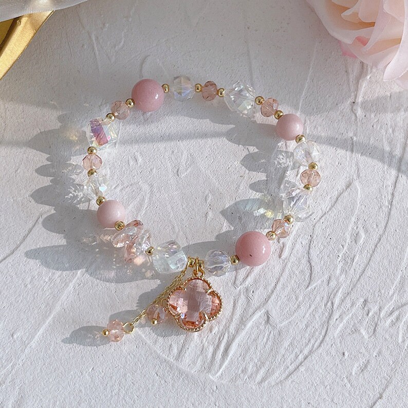 Purple Green Bule Pink Stone Crystal Beaded Bracelet With - Etsy