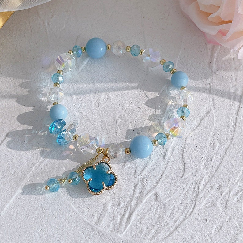 Purple Green Bule Pink Stone Crystal Beaded Bracelet With - Etsy