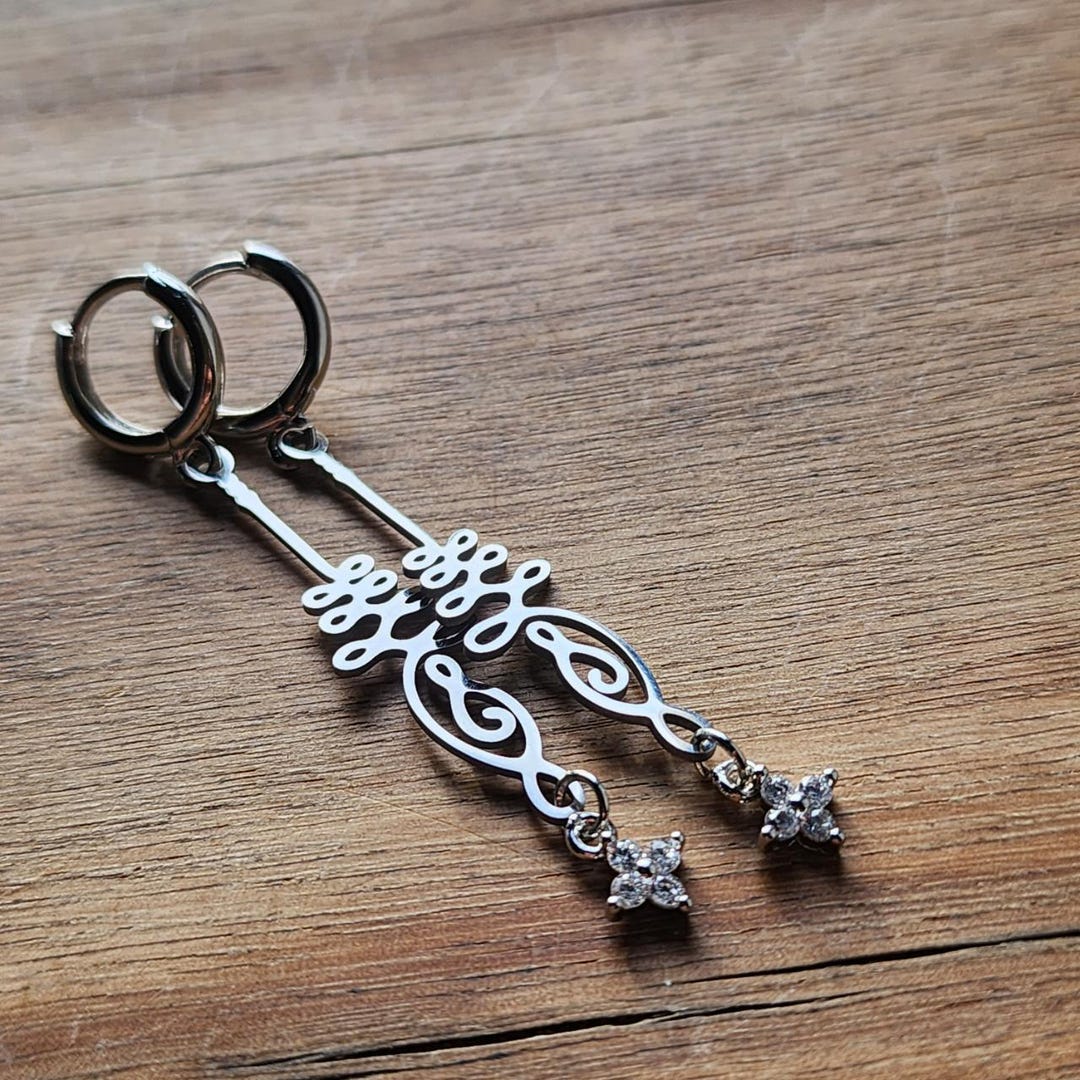 925 Sterling Silver Unalome & Zirconia Earrings - Etsy