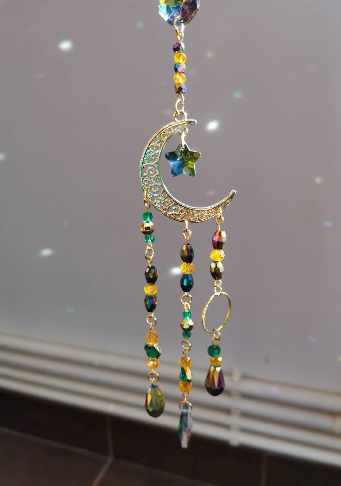 Suncatcher Moon Suncatcher Rear View Mirror Charm - Etsy