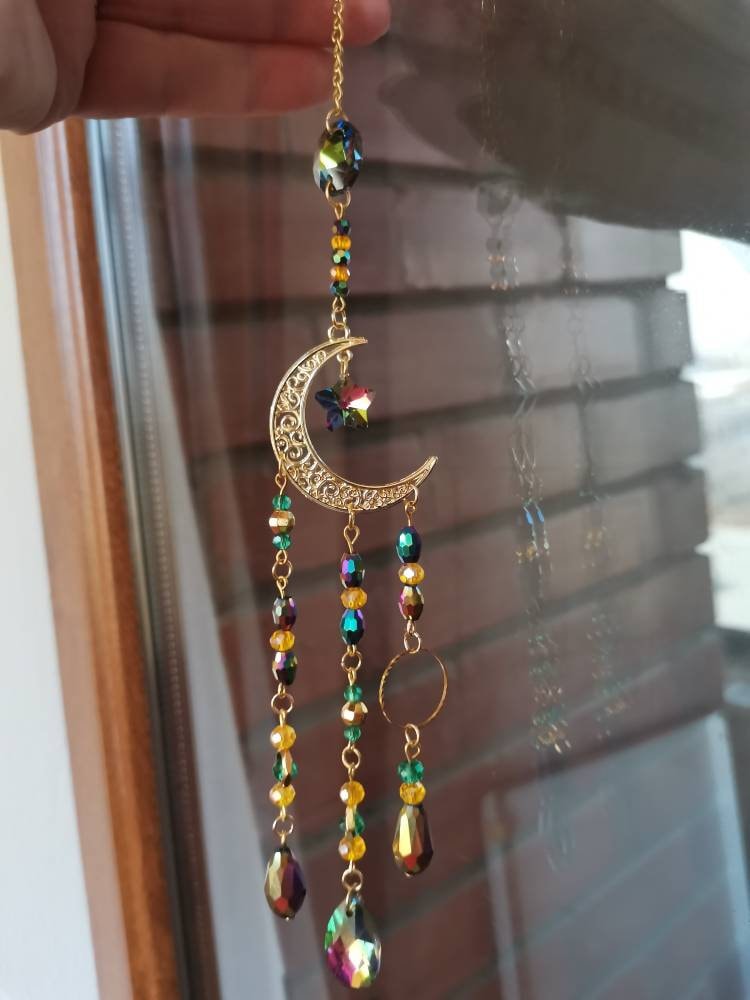 Suncatcher Moon Suncatcher Rear View Mirror Charm Windows Ornament ...