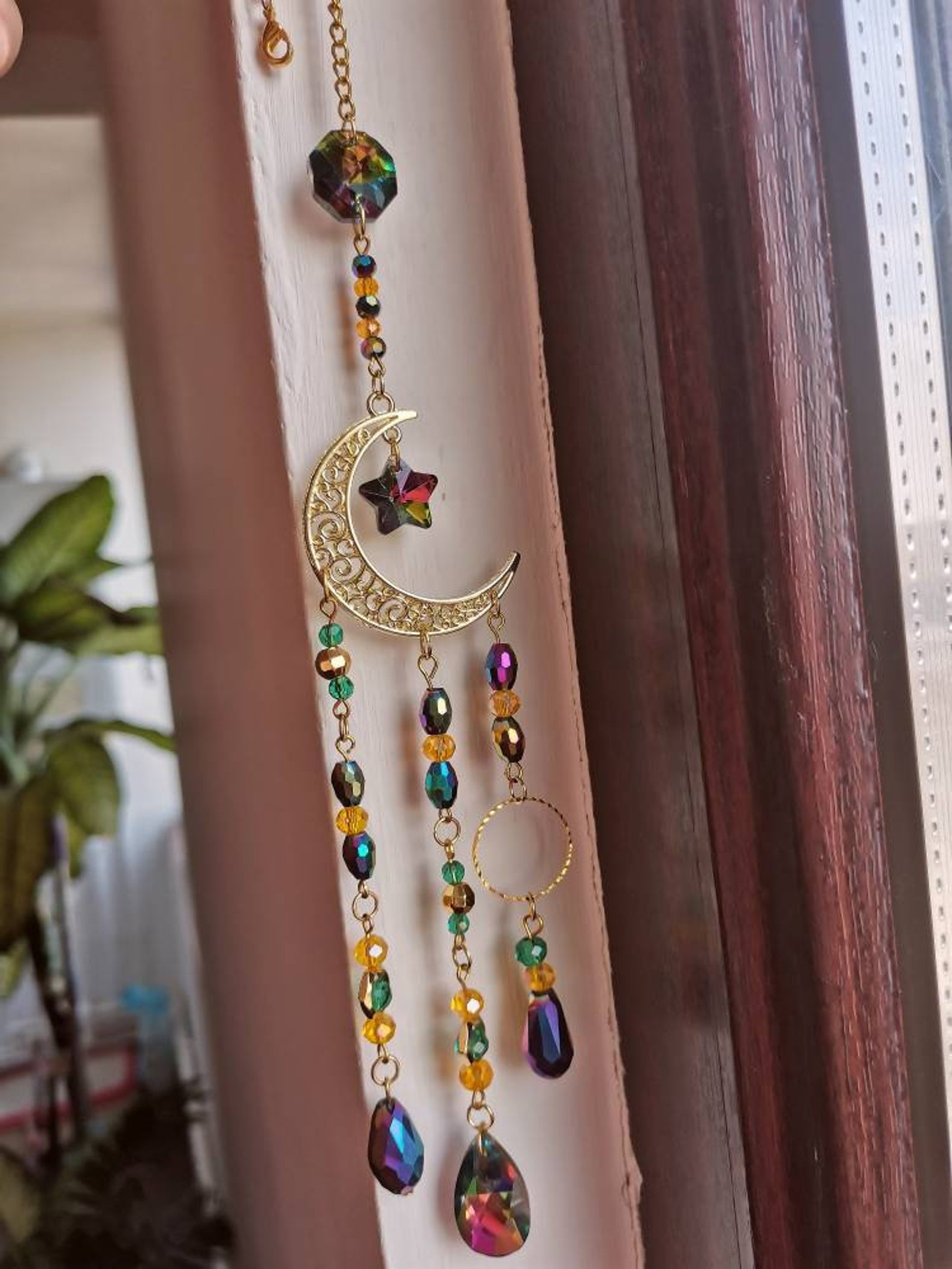 Suncatcher Moon Suncatcher Rear View Mirror Charm Windows Ornament ...