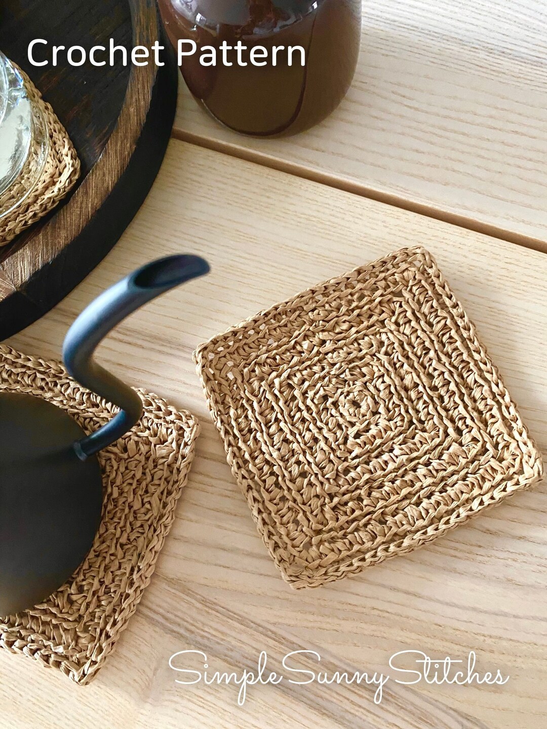 Simple Square Coasters Crochet Pattern PDF File - Etsy