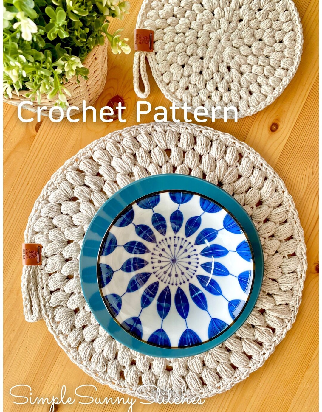 Woven Round Trivet & Placemat Crochet Pattern PDF File - Etsy