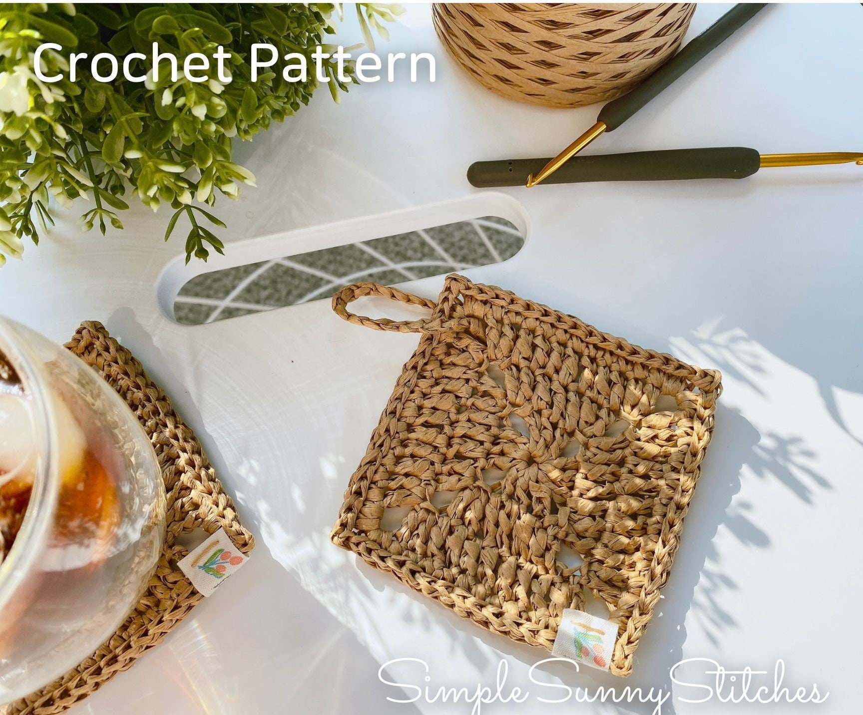Raffia Tea Coaster Crochet Pattern PDF File - Etsy
