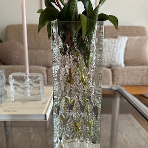 Mid Century German Crystal Glass Vase Ice Glass Block Glass 1970s ...