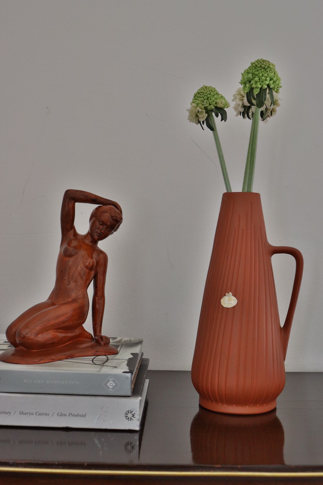 Mid Century Vase Handle Vase Ceramic Terracotta Sawa Foreign 1960's ...
