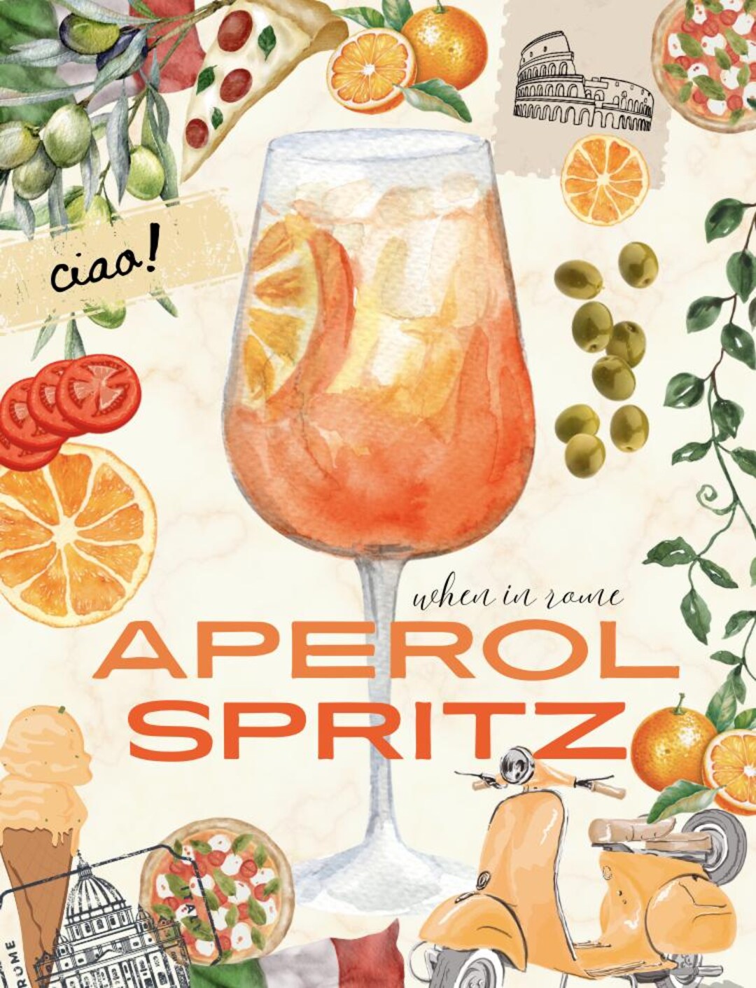 Aperol Spritz Bar Cart Printable Sign | Sip City - Etsy