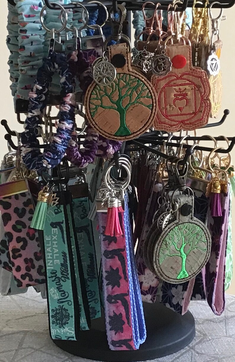 Unique Tree of Life Embroidered Design on Cork Fabric Key Fob: Adorned ...