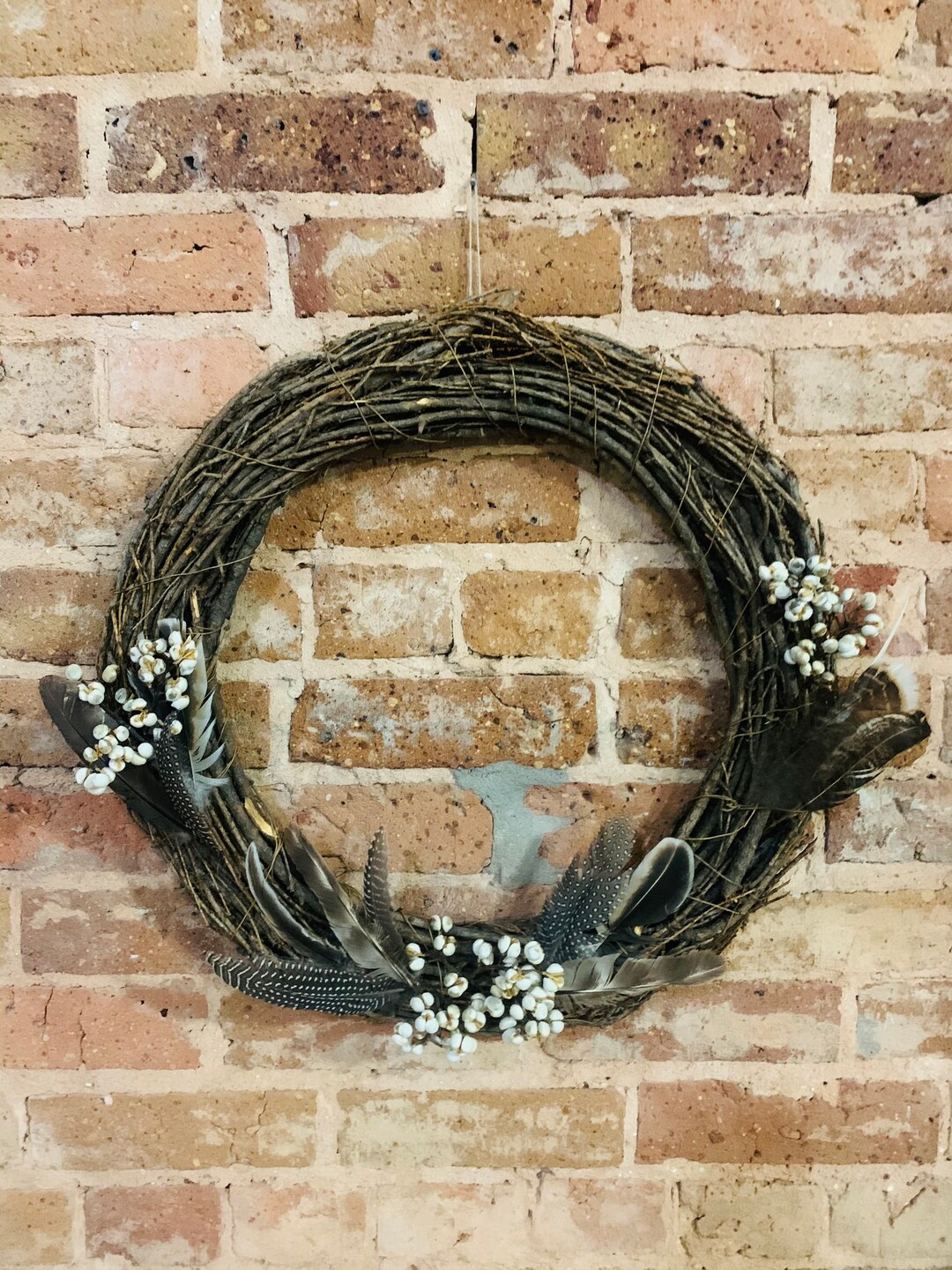 Feather and Popcorn Tree Wreath - Etsy