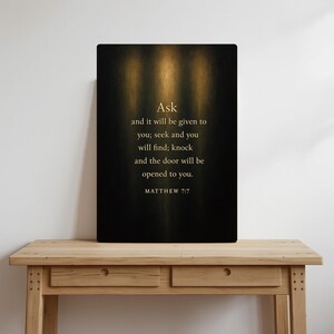 Bible Scripture Wall Art, Matthew 7:7 Bible Verse Canvas, Bible Quotes ...