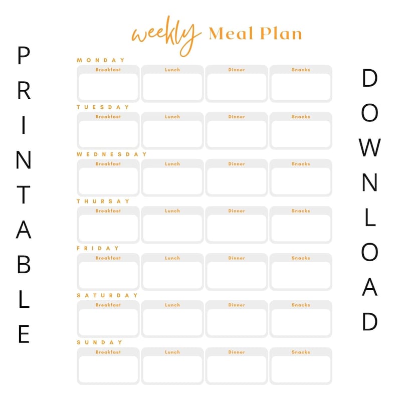 Weekly Meal Planner Printable | 8.5 X 11 Letter (PDF Download) - Etsy