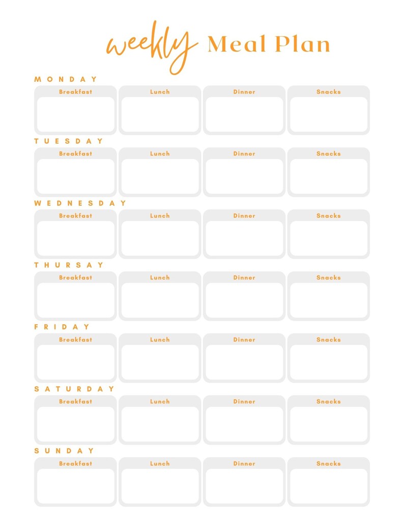 Weekly Meal Planner Printable PDF Meal Prep Menu Planner - Etsy