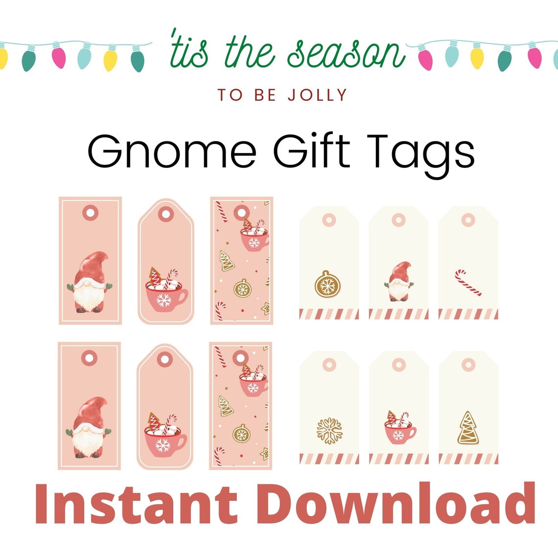 Printable Gnome Gift Tags, Christmas Gnome Bag Toppers, Gnome Gift Tags ...