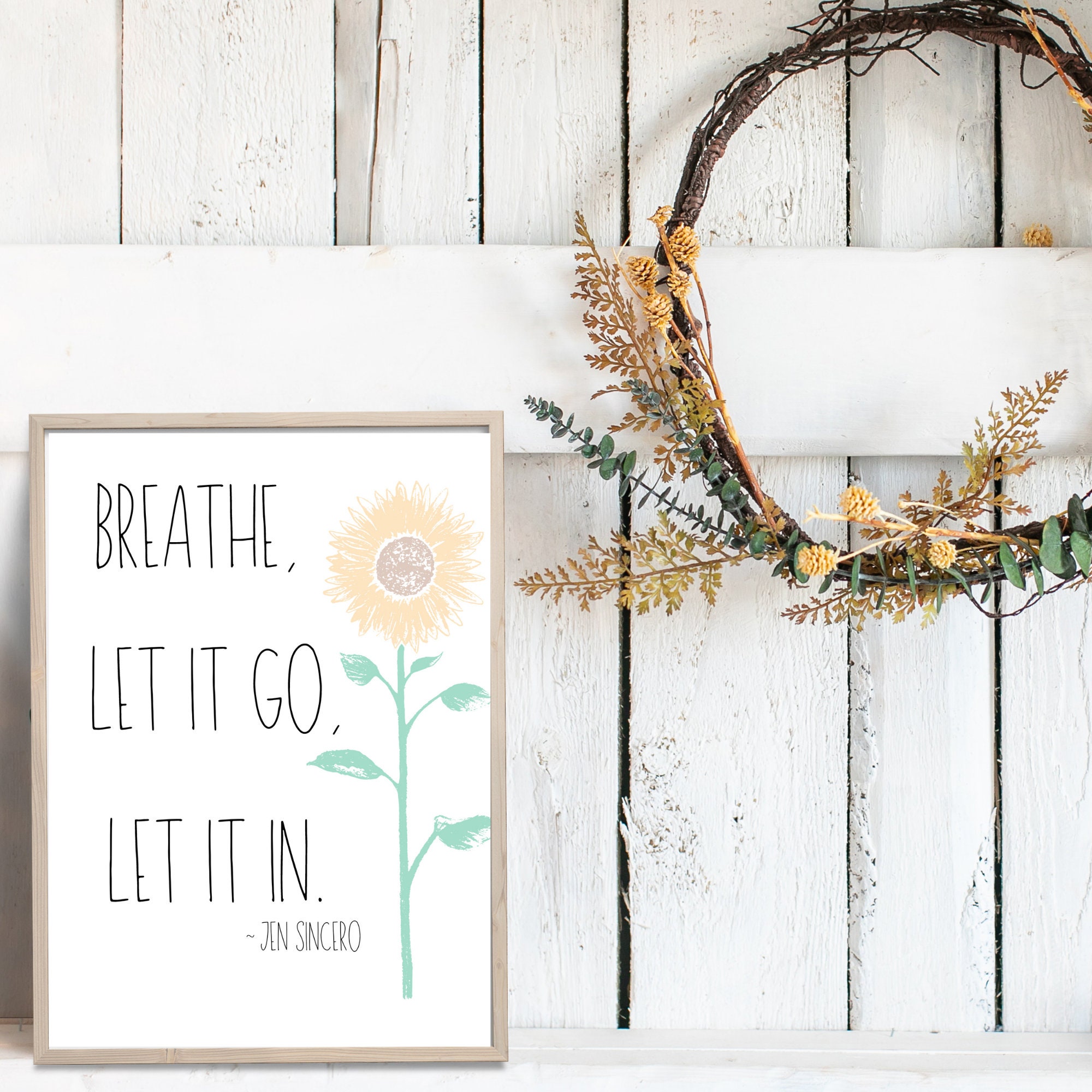 Inspirational Quote, Sunflower, Printable, Sunflower Decor, Home Office ...
