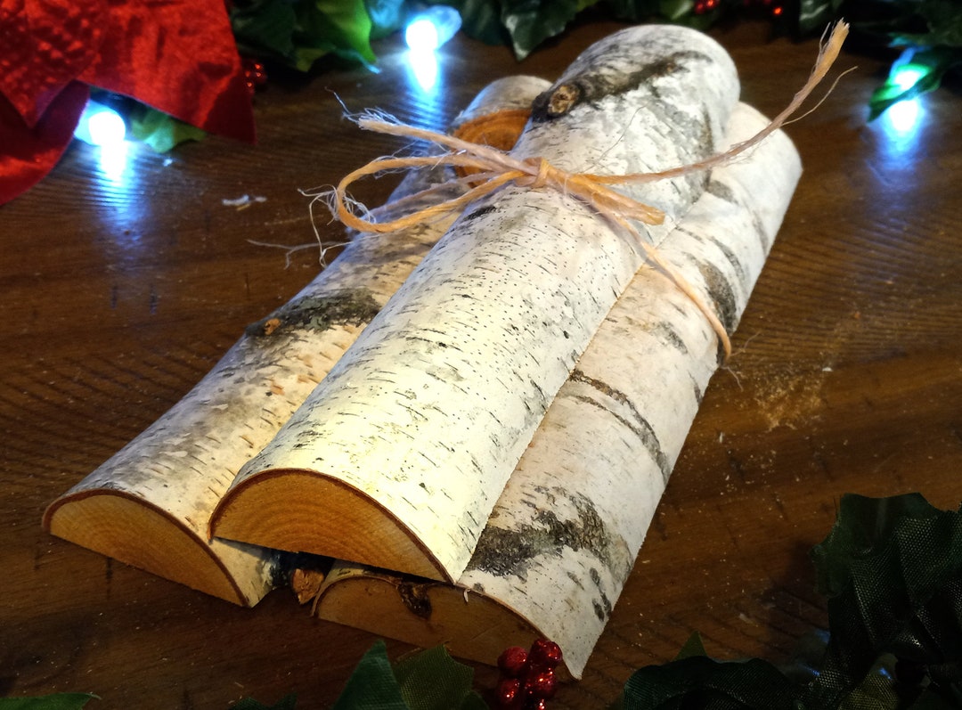 White Birch Yule Log Cut off Holiday Decoration Bundle - Etsy