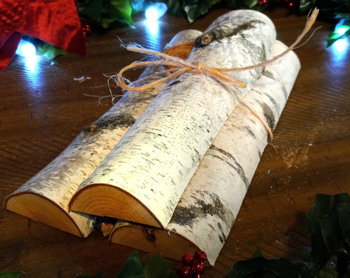 White Birch Yule Log Cut off Holiday Decoration Bundle - Etsy