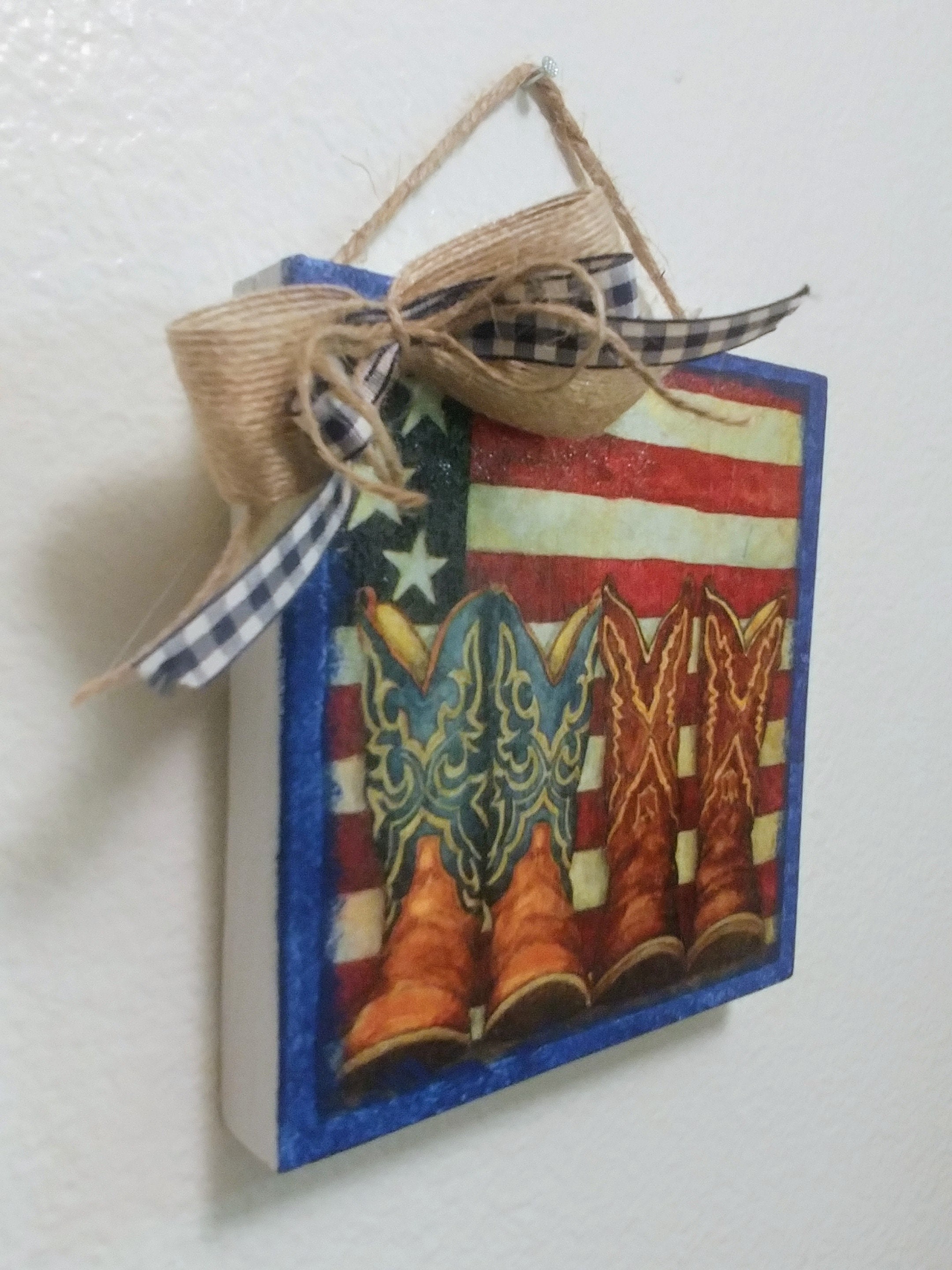 Cowboy Boots Wall Art 4th of July Decor Americana Wood Sign - Etsy Denmark