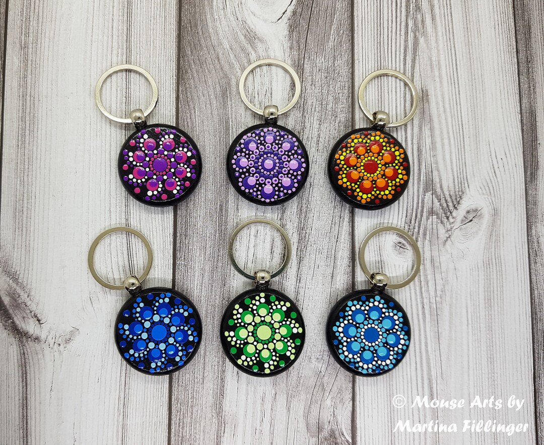 Hand-painted Mandala-style Keychains - Etsy