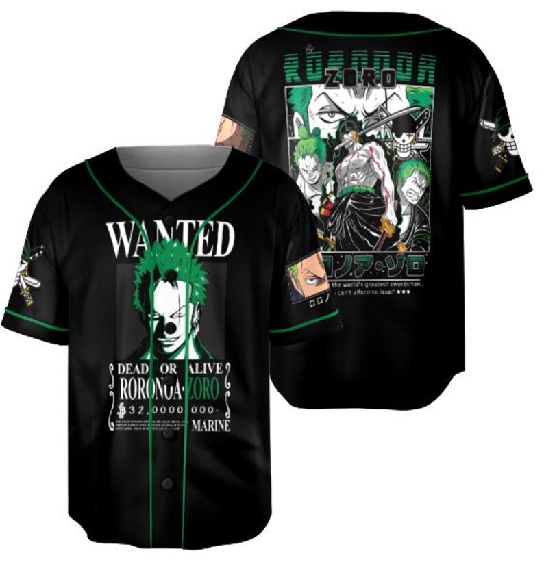 Roronoa Zoro One Piece Anime Jersey, Zoro Manga Shirt, Straw Hat ...