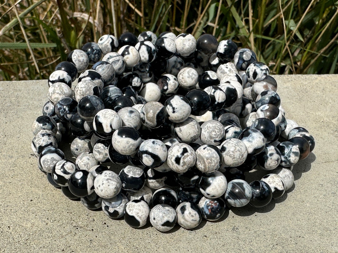 Orca Agate | Blue Grey Agate Gemstone Bracelets (8mm) - Etsy