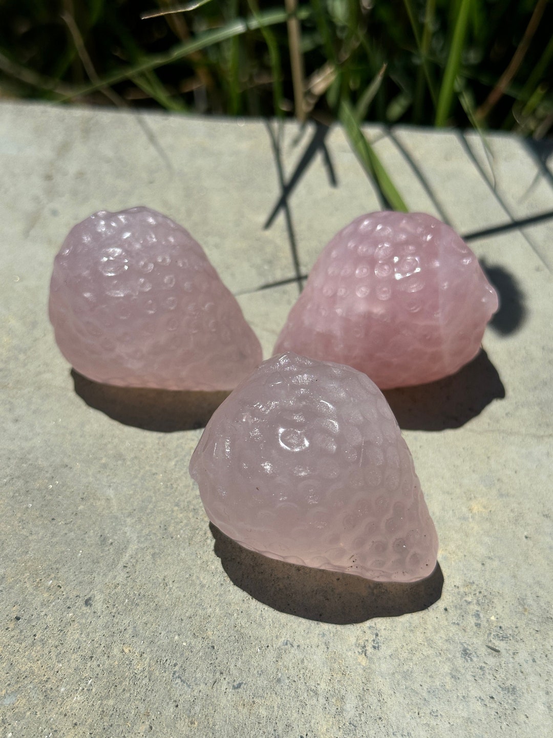 Rose Quartz Strawberries | Crystal Fruit | Pink Crystal Strawberry - Etsy
