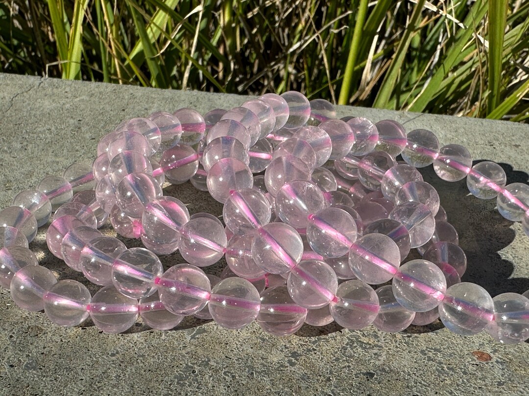 Star Rose Quartz Gemstone Bracelet (8-9mm) - Etsy