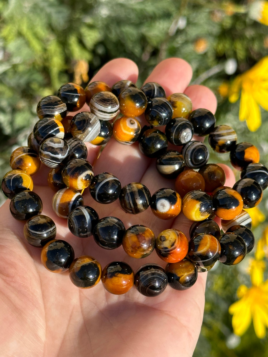 Bumblebee Agate Crystal Gemstone Bracelets 10mm - Etsy