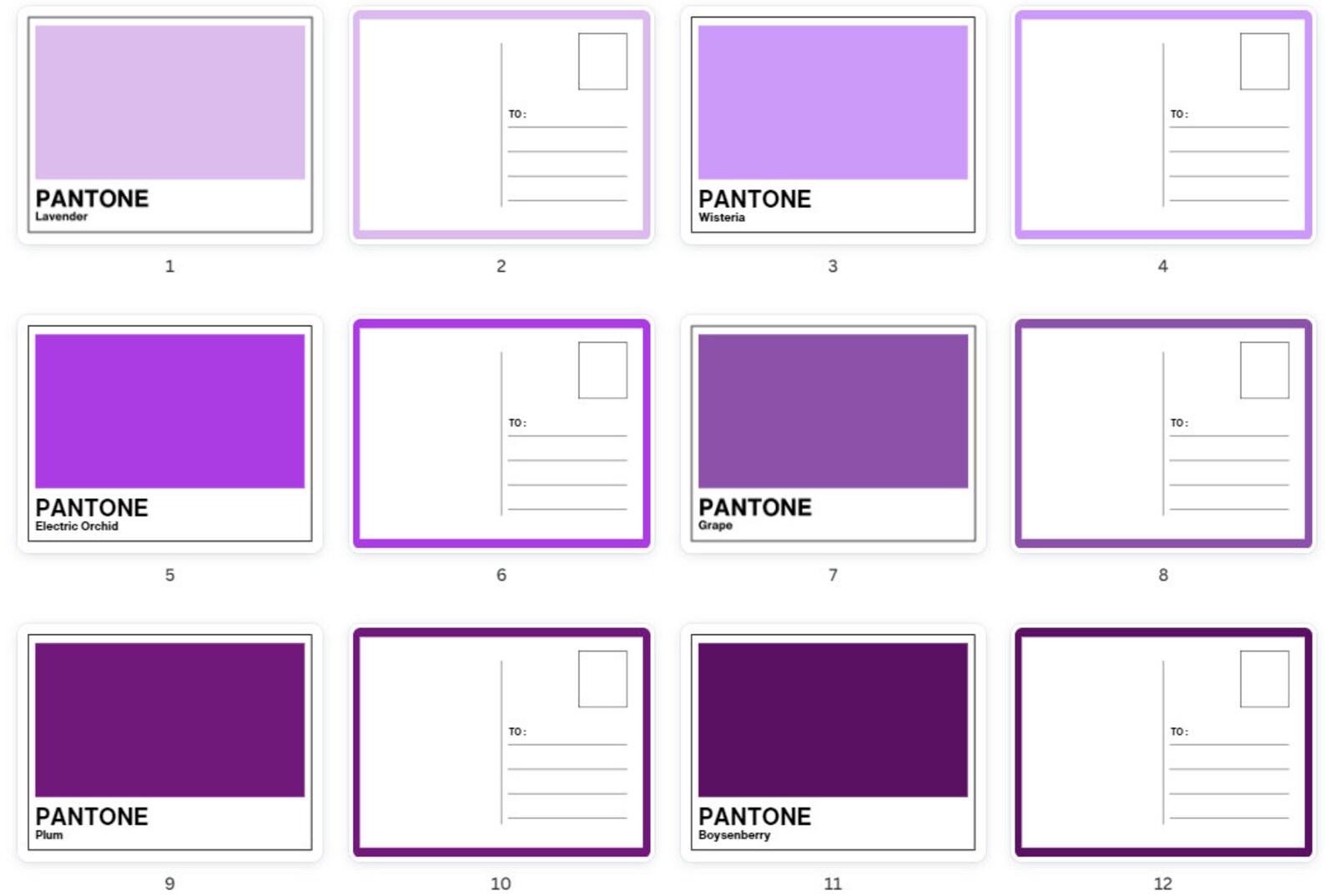 Pantone Color Swatch Postcards Blank Greeting Cards Six - Etsy