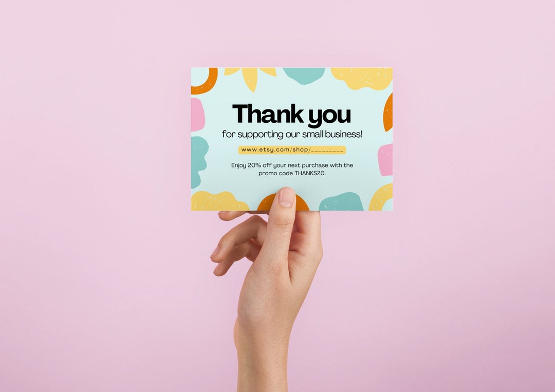 Colorful Shapes Small Business Thank You Card & Package Insert - Etsy