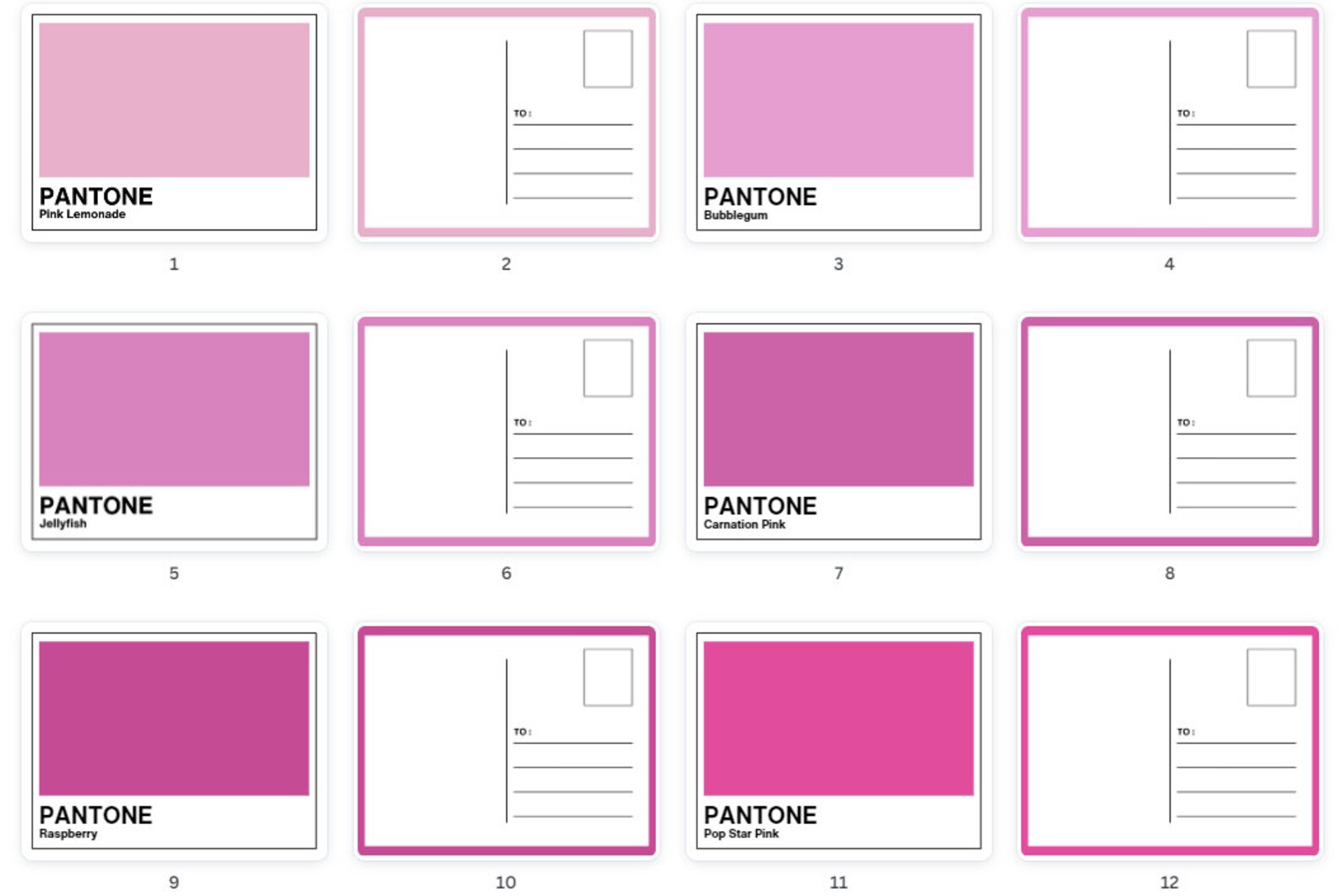 Pantone Color Swatch Postcards Blank Greeting Cards Six - Etsy