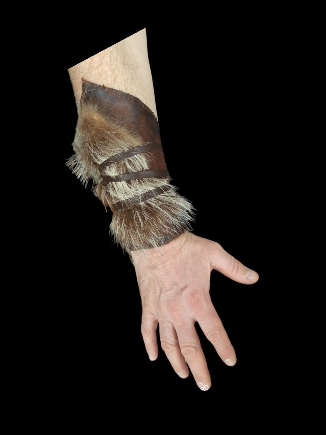 Fox Fur Fluff Leather Armor, Medieval Fur Bracelet, Viking Brooch Arm ...