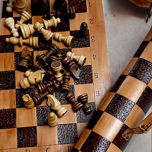 Leather Roll up Chess Set/personalization Birthday Gift/premium ...
