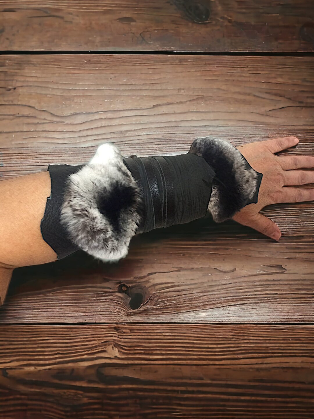 Viking Fur Bracers,barbarian Leather Warrior Medieval Bracelets ...