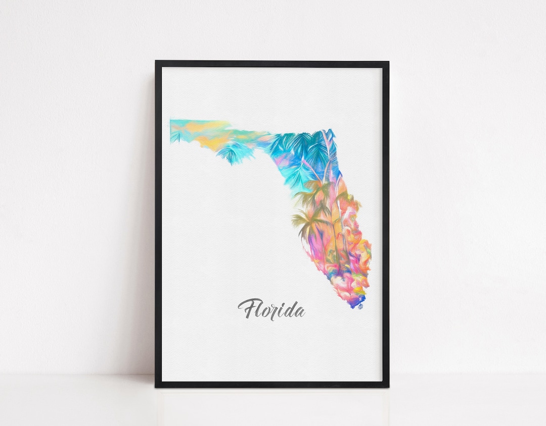 Abstract Printable Map of Florida Wall Art, Digital Download Florida ...