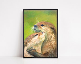 BABY SEA OTTER and Mom Print / Baby Animal Nursery Art / - Etsy New Zealand