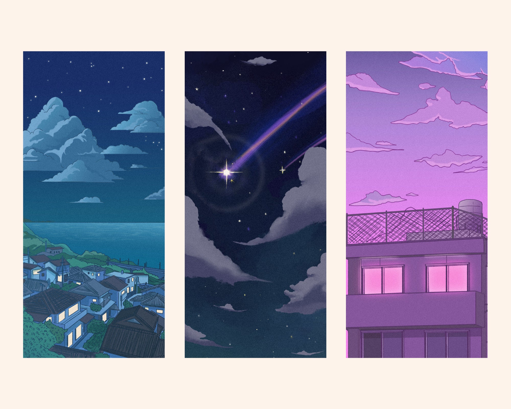 Anime Atmosphere Aesthetic Desktop & Phone Backgrounds Cute - Etsy