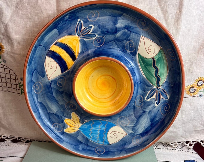 Crate and Barrel Beautiful Hand Made Chip and Dip Terra Cotta Pottery ...