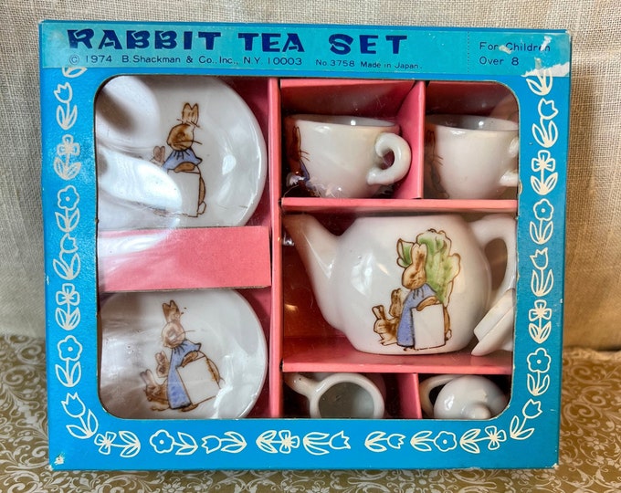 Vintage Peter Rabbit Toy China Tea Set Flopsy Japan Miniature Beatrix ...