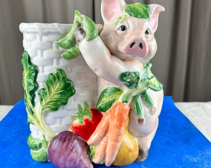 Fitz and Floyd Essentials Percy the Pig Planter or Utensil Holder~room ...