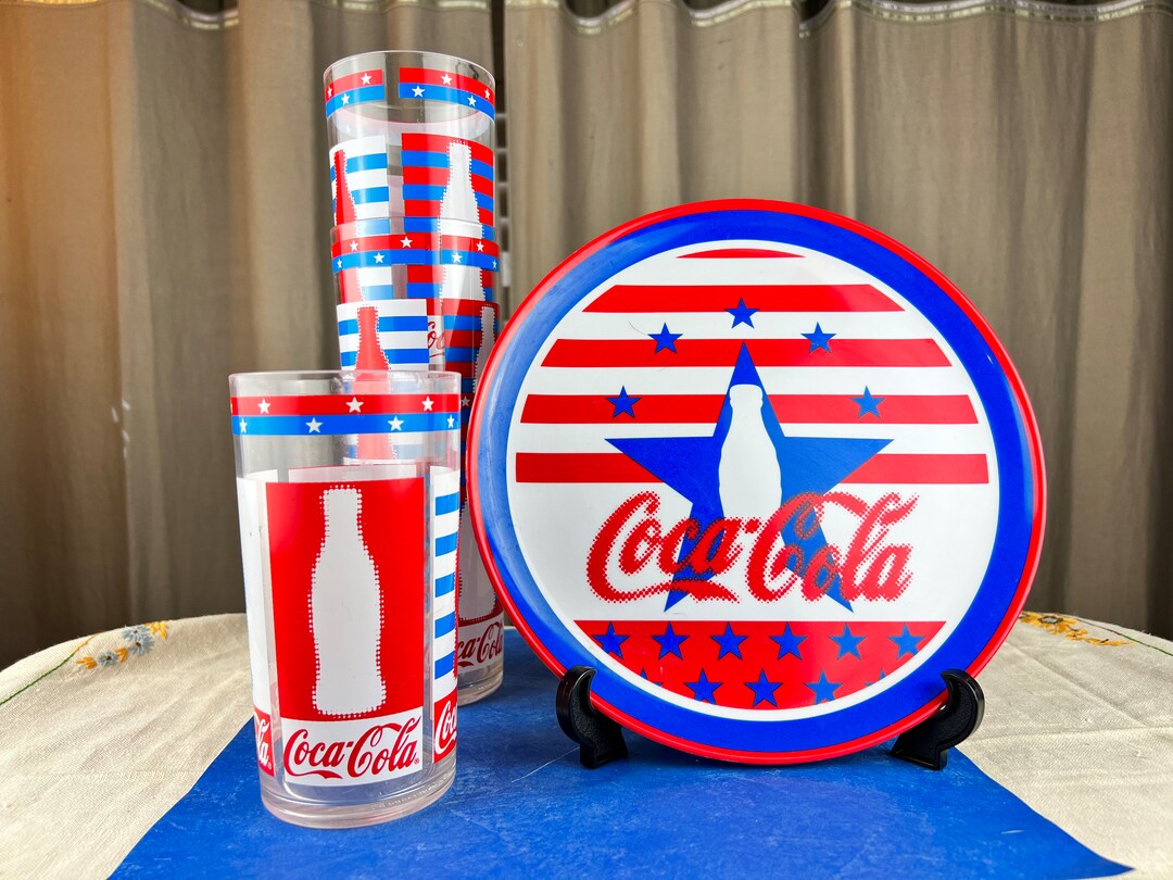 Set of 4 Coca Cola 4th of July Stars and Stripes Melamine Plates and ...